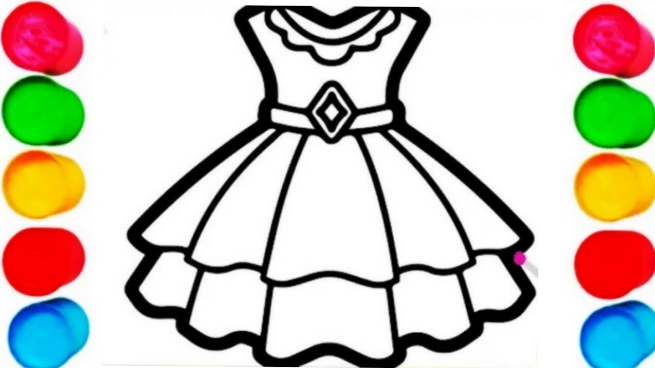 How to Draw a Beautiful Girl's Dress | Easy Drawing for Kids - YouTube