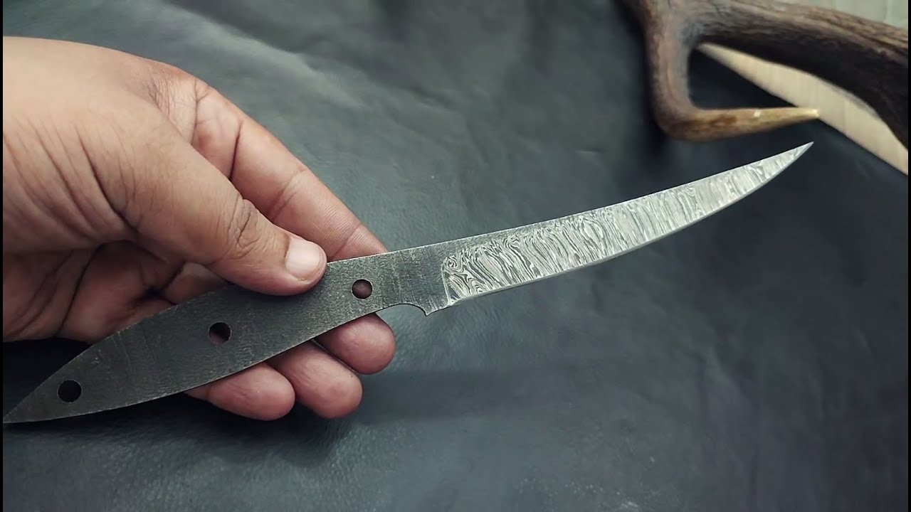 Fillet Knife Fishing Knife Kitchen Knife Hammered Hand Forged Damascus ...