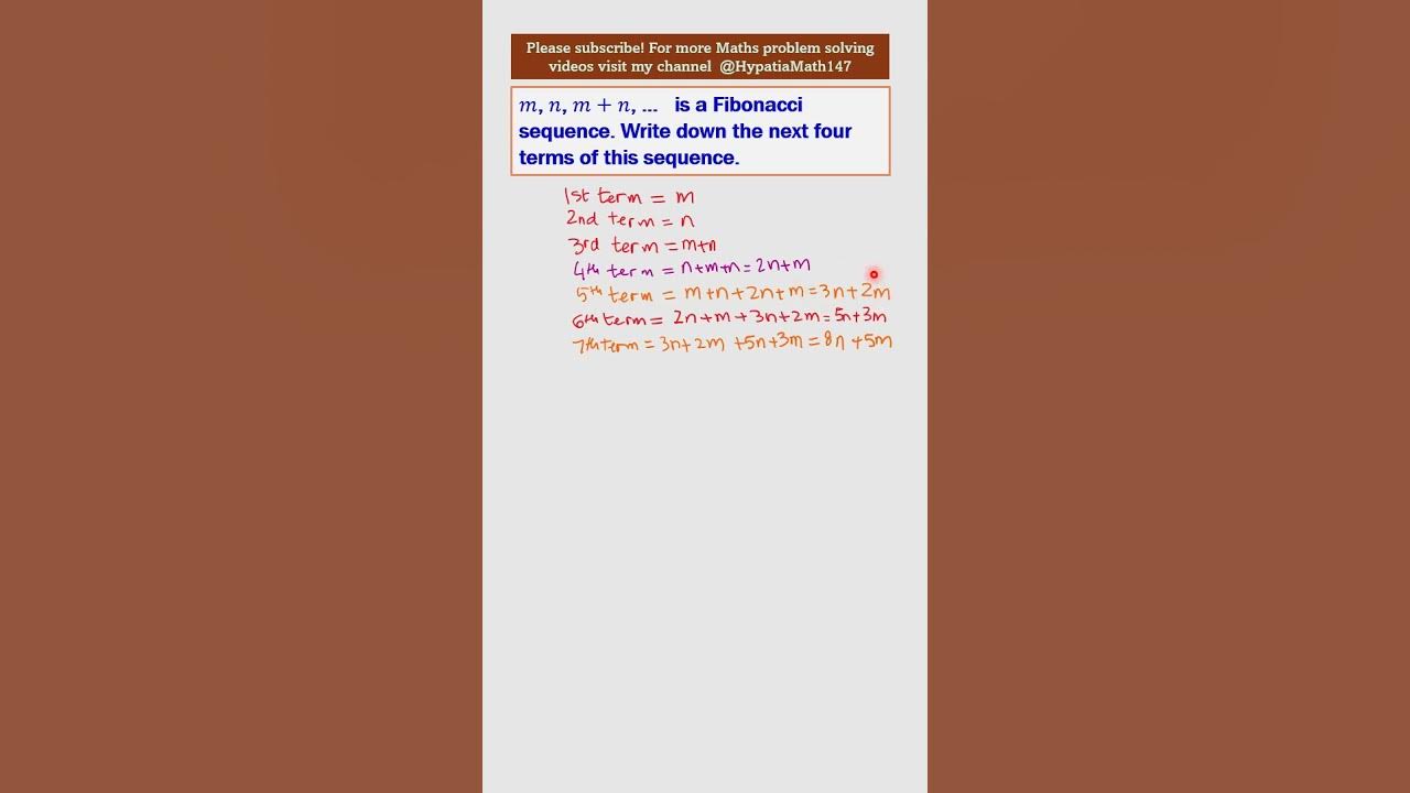 Sequences | Find the next four terms in the Fibonacci Sequence #maths #problemsolving #education ...