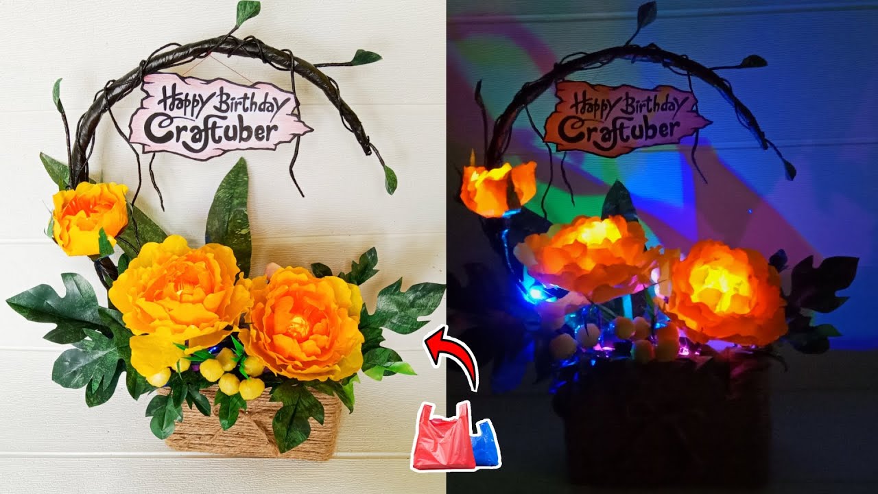 Lampu Hias bunga Peony || flowers lights Lamp making | lampu tidur dari ...
