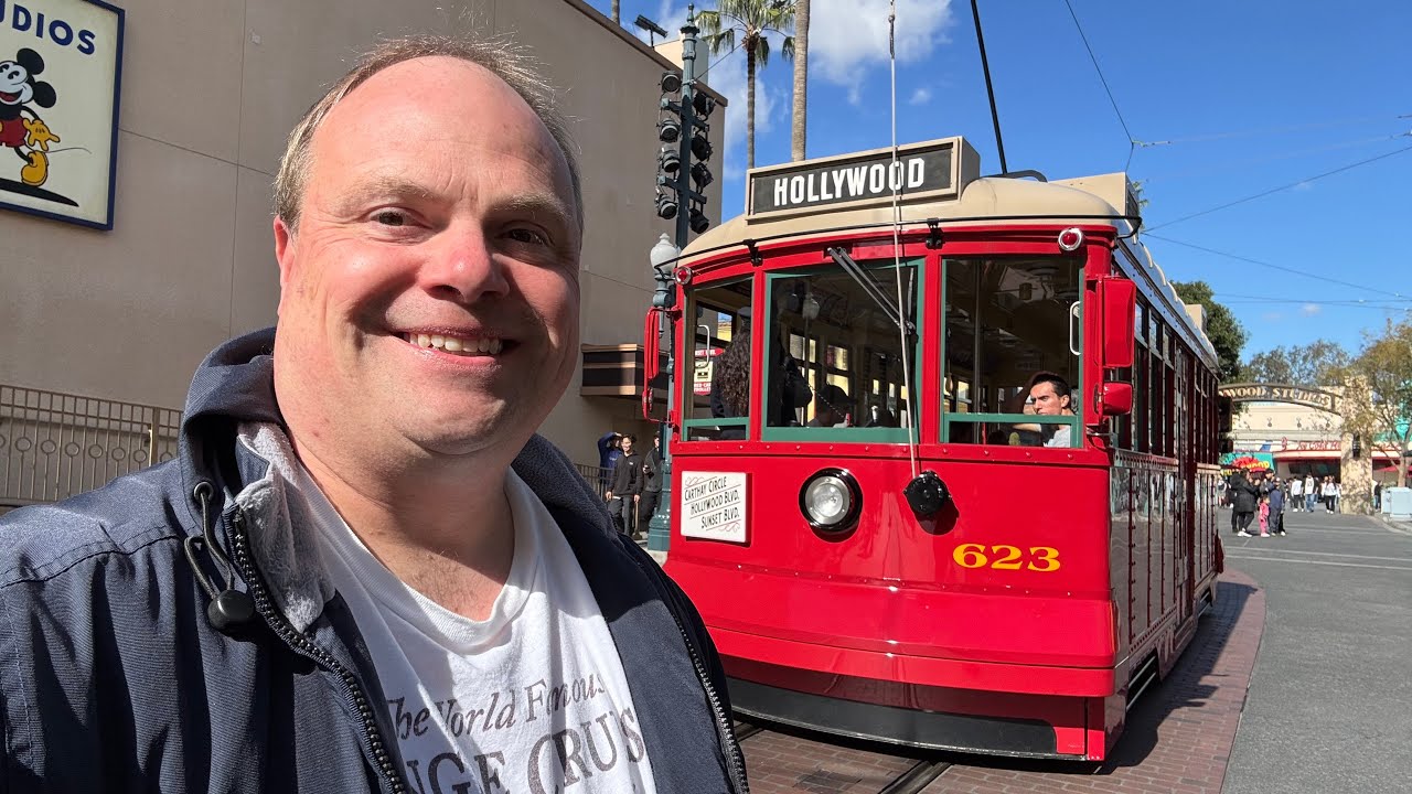 The Final Ride on the Red Trolley Going Down Hollywood Blvd. at DCA ...