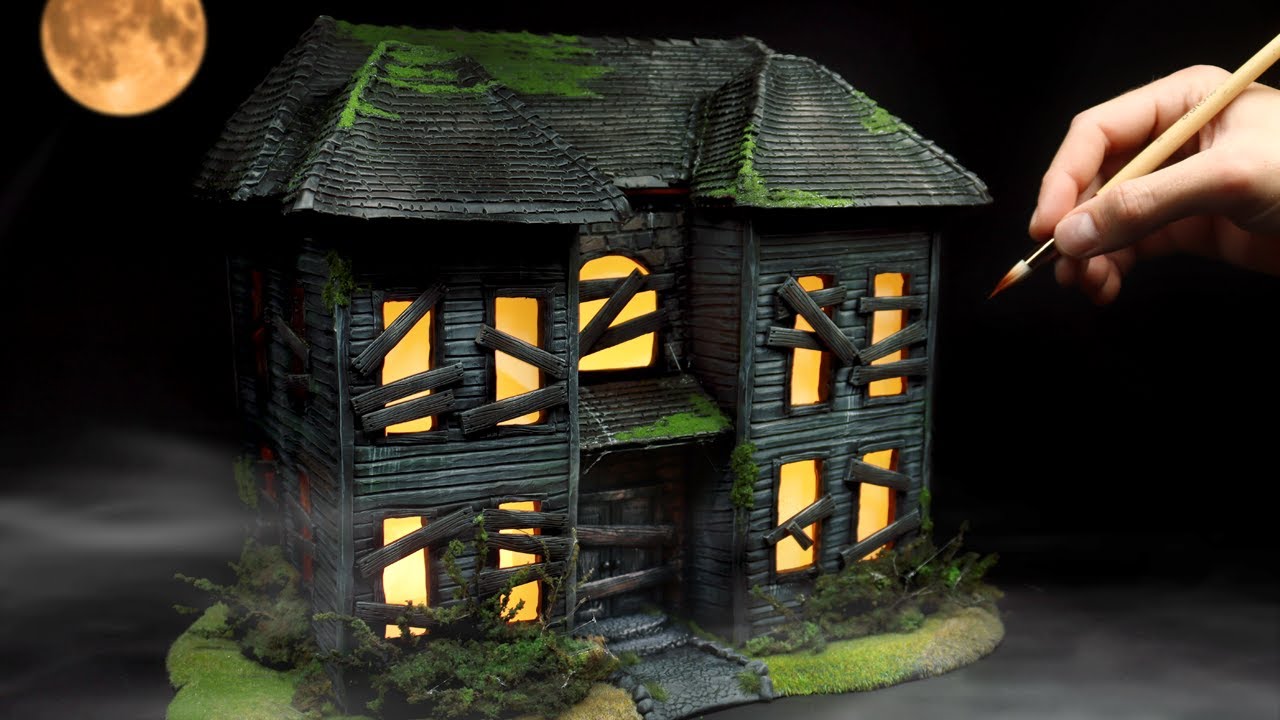 I Sculpted a Haunted House from Polymer Clay & Cardboard! - YouTube