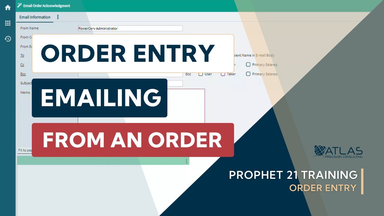 Prophet 21 Training and How To - Order Entry: Emailing from an Order ...