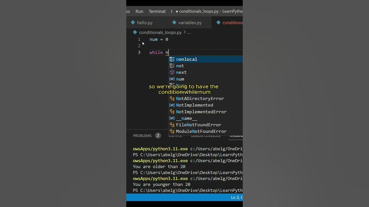 While Loop in Python - Full Video out Now! #shorts #programming #firstprogram #learnpython - YouTube