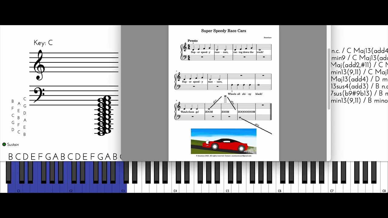 Cute Piano Song: Super Speedy Race Cars - Super Easy Super Fun Songs ...
