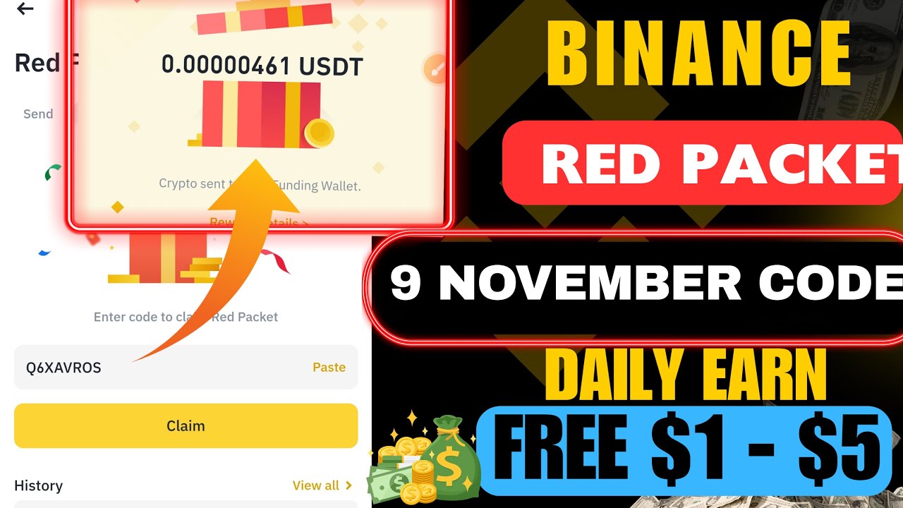 Binance Red Pocket Code Today | Earn free $5 | Red Packet Code In Binance| 9 November code ...