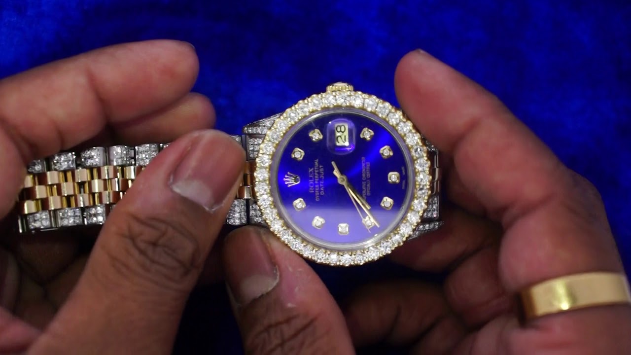 Rolex 36mm Two Tone Date Just 9 Carats Diamonds Priced at 9000$ Blue ...