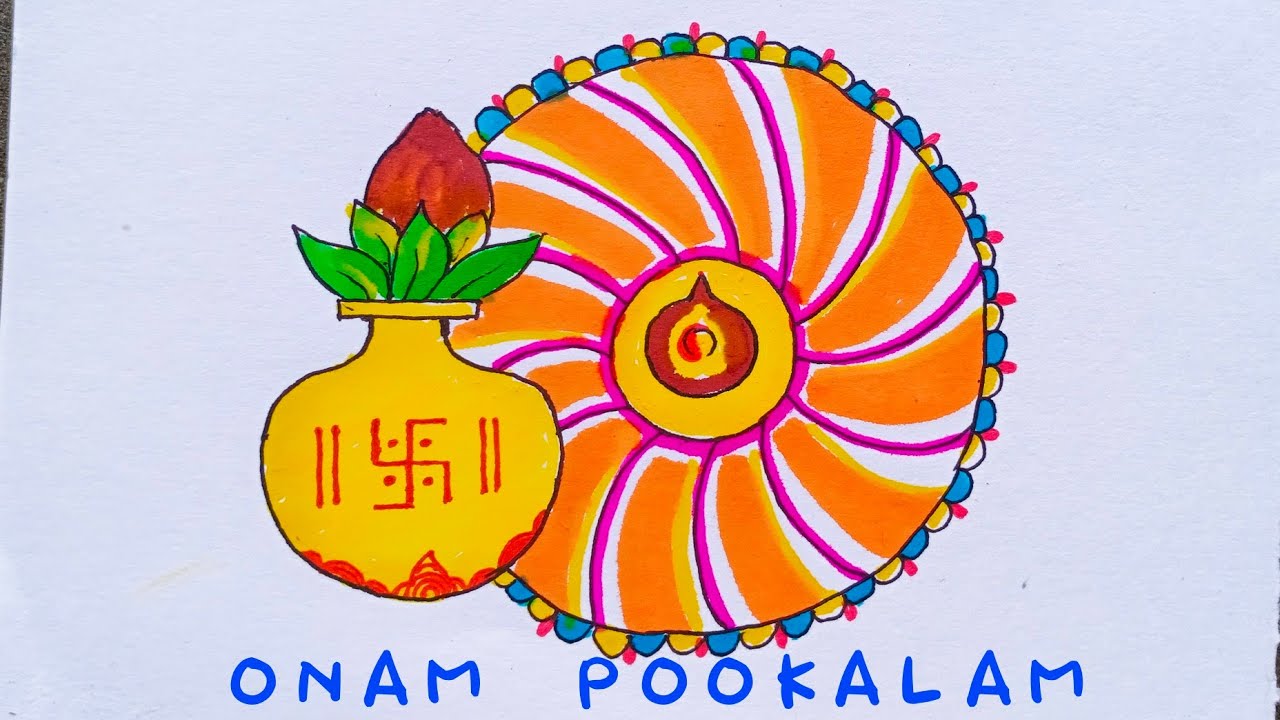 How to Draw Onam Pookalam /Easy Pookalam Drawing for Biginners / Simple ...