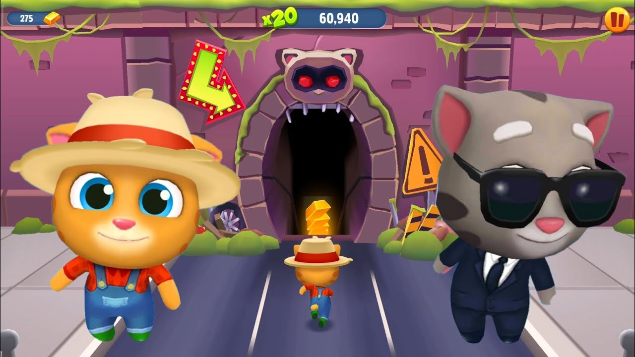 Talking Tom Gold Run Agent Tom vs Farmer Ginger Runs in Under Tunnel ...