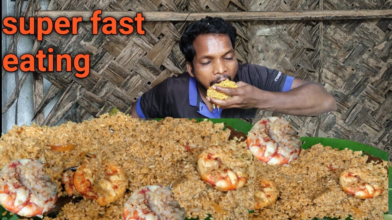 Spicy* tiger prawn biriyani eating challenge & smol Rice food eral ...