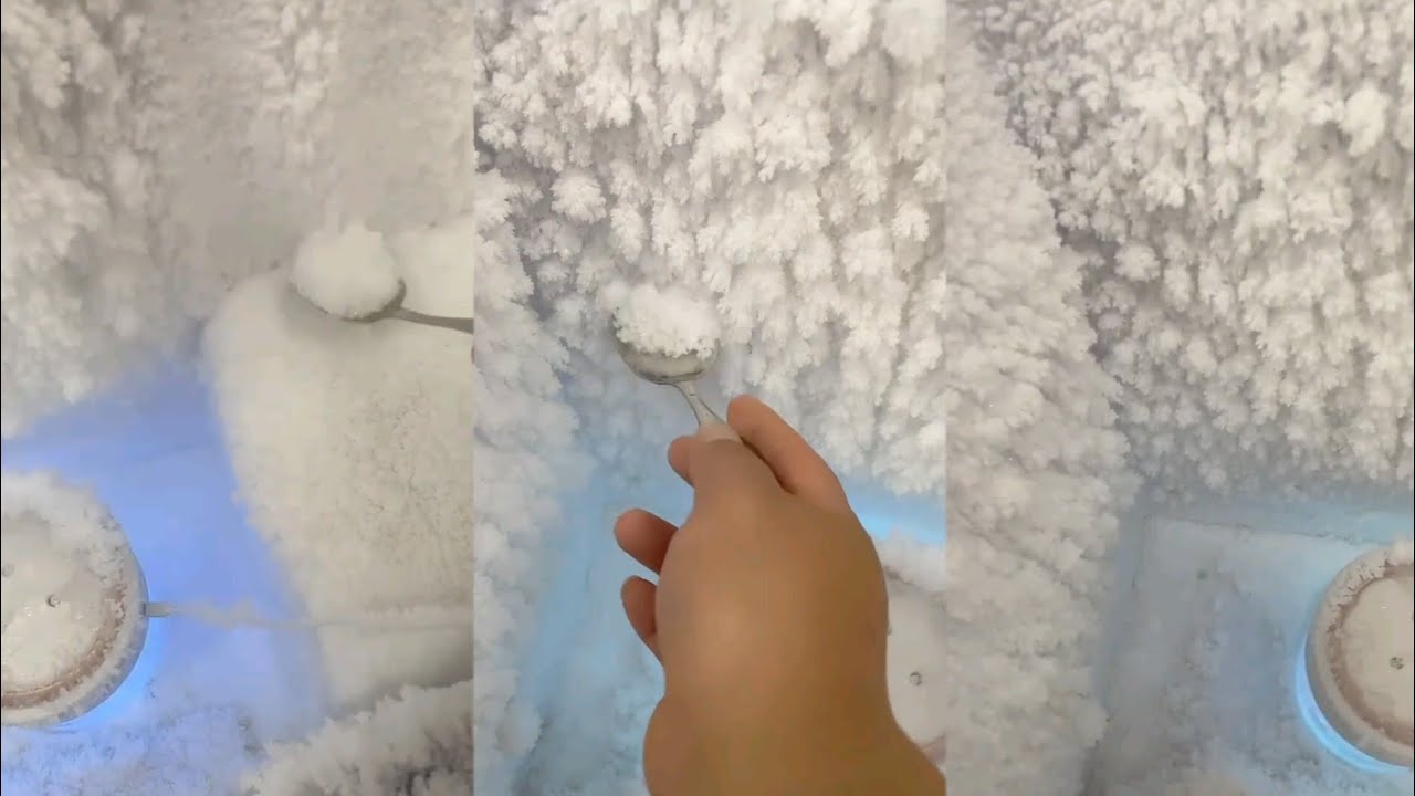 Deep freezer's squeaky dry frost scraping and eating with spoon IceAsmr ...