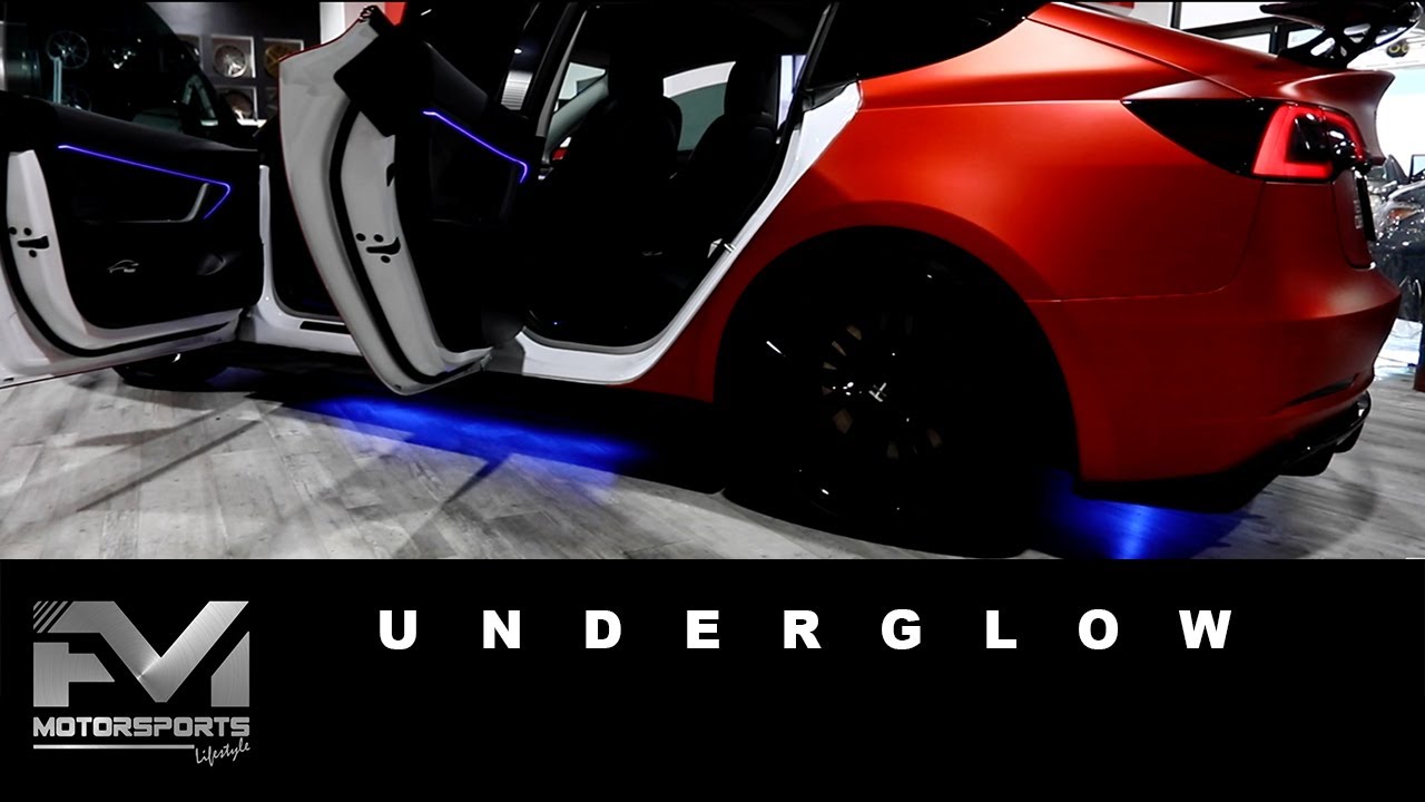 UNDER GLOW LIGHTS ON THIS TESLA UNDER MODEEL 3 - YouTube