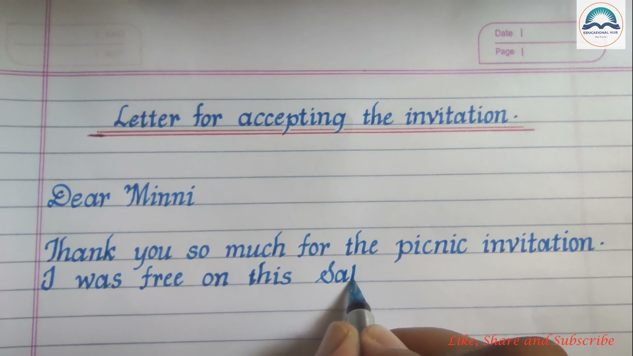 Letter for accepting the invitation || How to write accepting ...