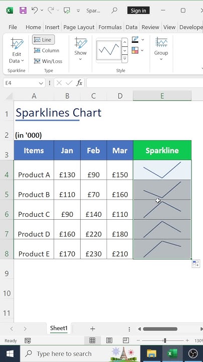 Sparklines in Few Clicks | Excel Formulas & Tricks in One Minute | #microsoftexceltutorial - YouTube