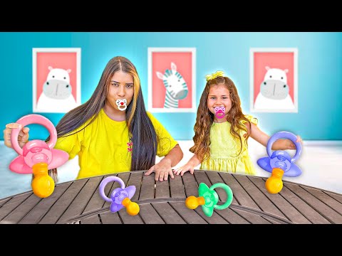 24 HORAS CHUPANDO CHUPETA COM MINHA IRMÃZINHA! * viramos bebê