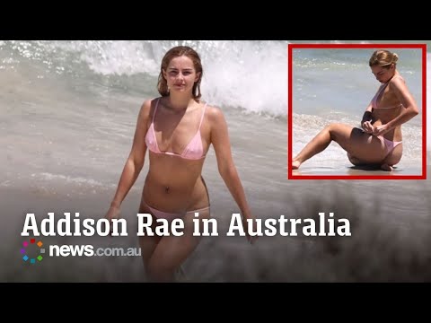 Addison Rae sizzles on Aussie beach in skimpy bikini