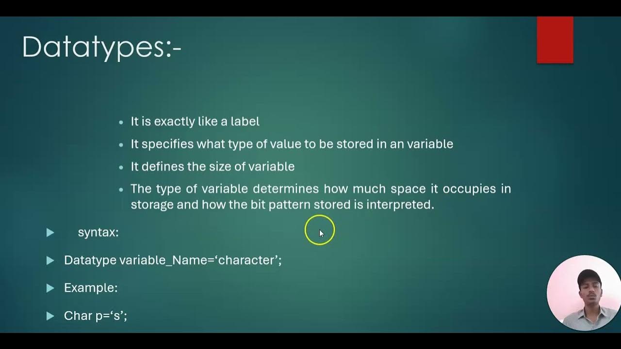 #4 some topics in c program like:variables,constants,datatype. - YouTube