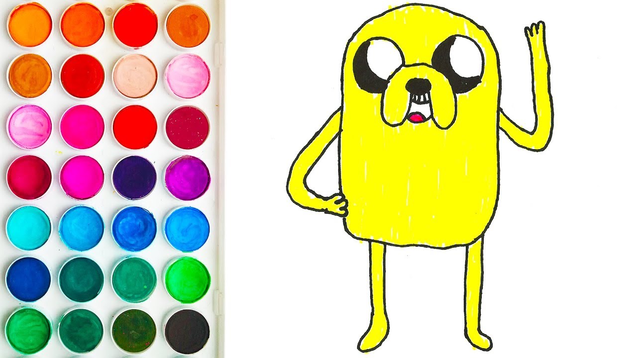 Coloring with Jake from Adventure Time for Kids, Tutorial on Drawing ...