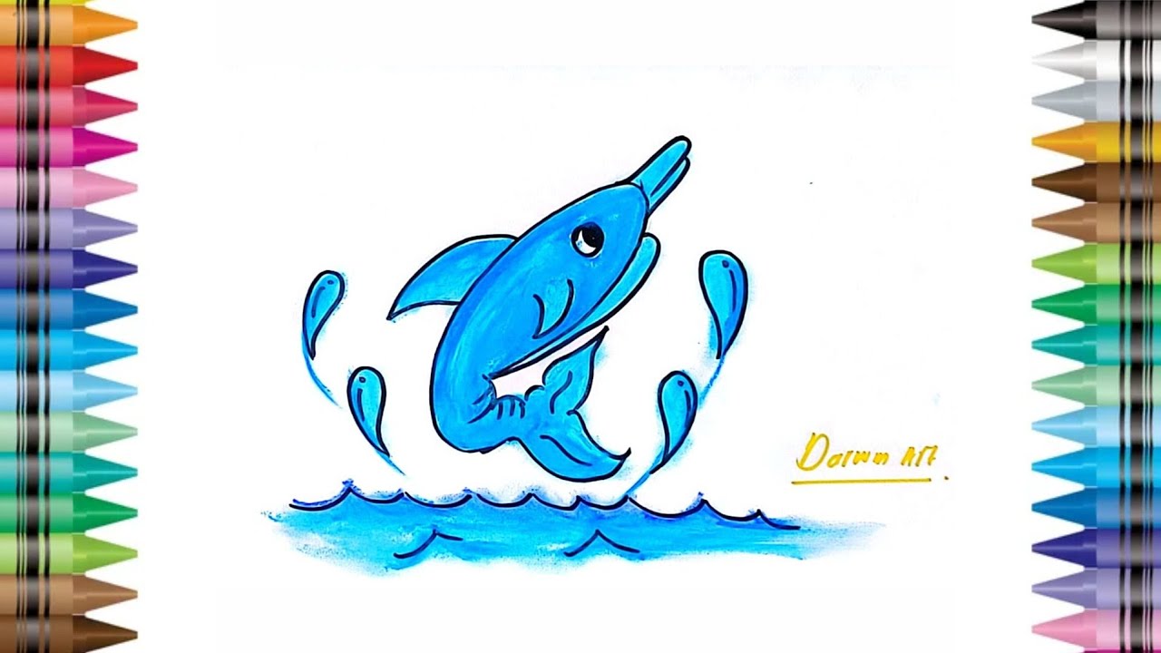 How to color a dolphin | step by step | for Kids | Crayons - YouTube
