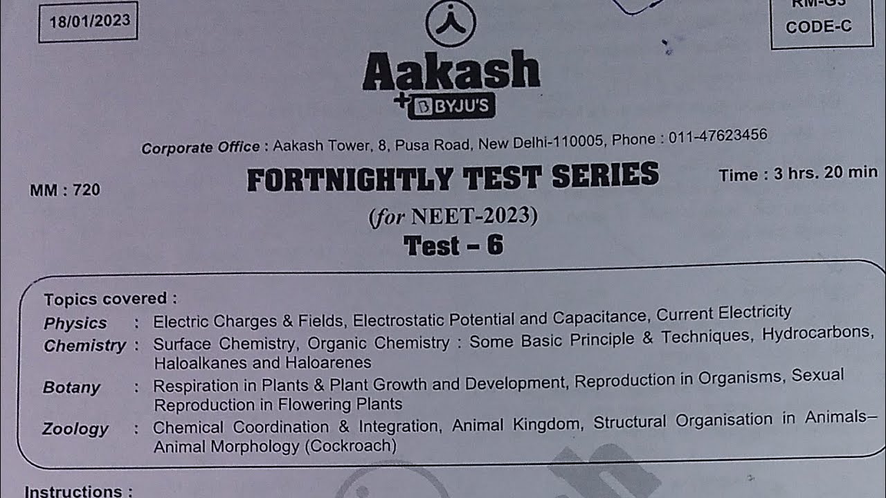 physics FT06 code c phase 3 aakash test answerkey Rm batch #gwalior ...