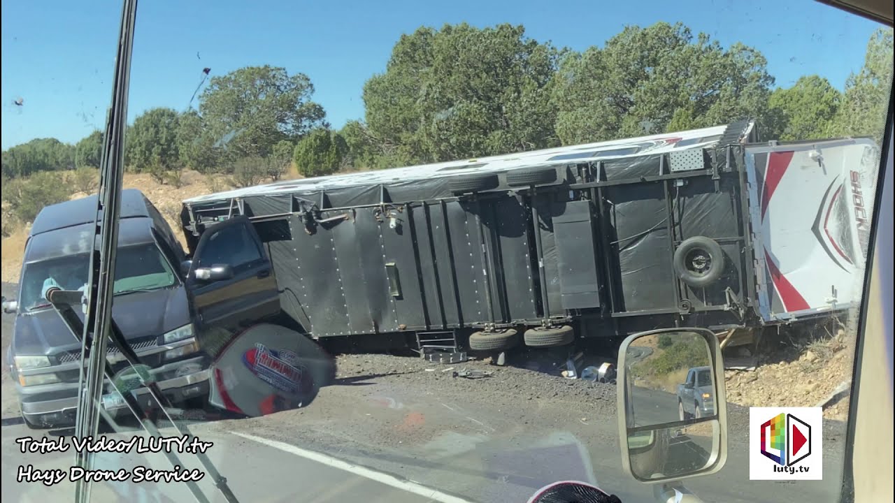 Truck and RV Crash and Near Motorhome and Trailer Crash - YouTube