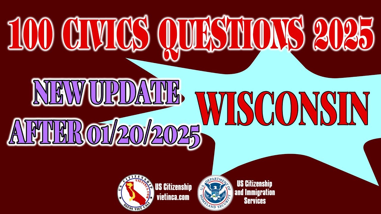 100 Civics Questions for US Citizenship Test 2025 Wisconsin - YouTube