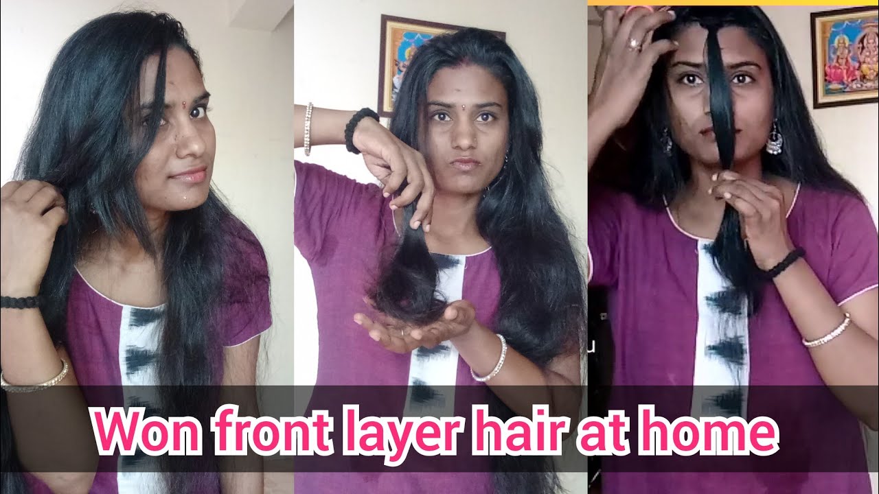 how to cut won front layer hair at home,, self front layer haircut side ...