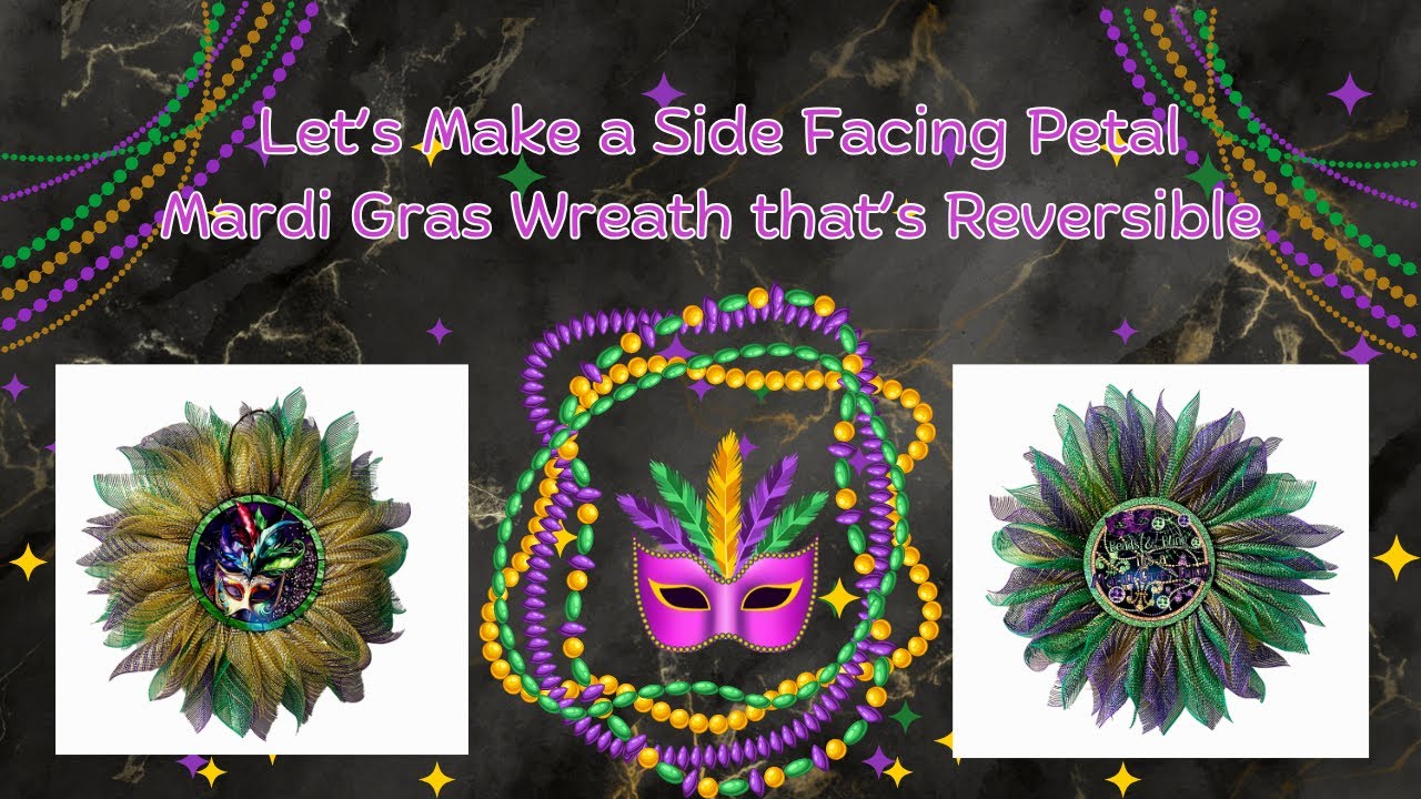 How to Make a Side Facing Petal Reversible Mardi Gras Wreath |Crafting ...