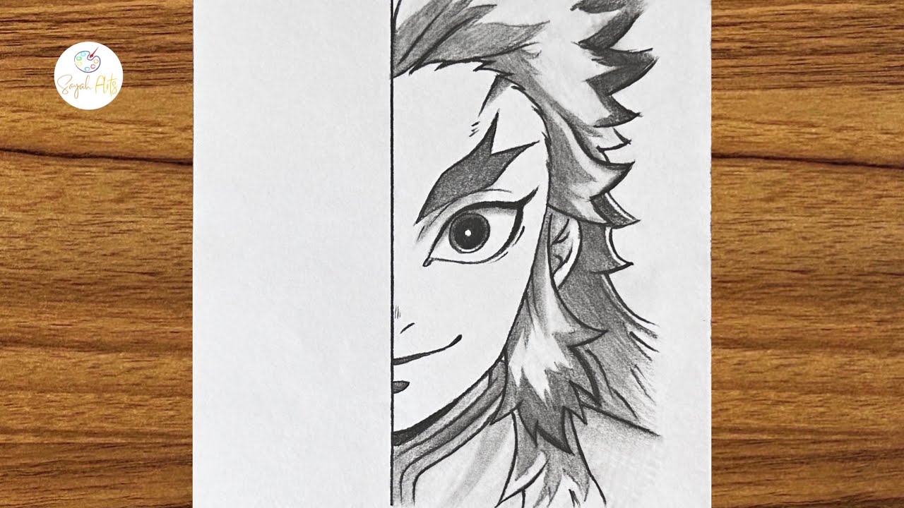 How to draw Kyojuro Rengoku || Rengoku drawing step by step step by ...