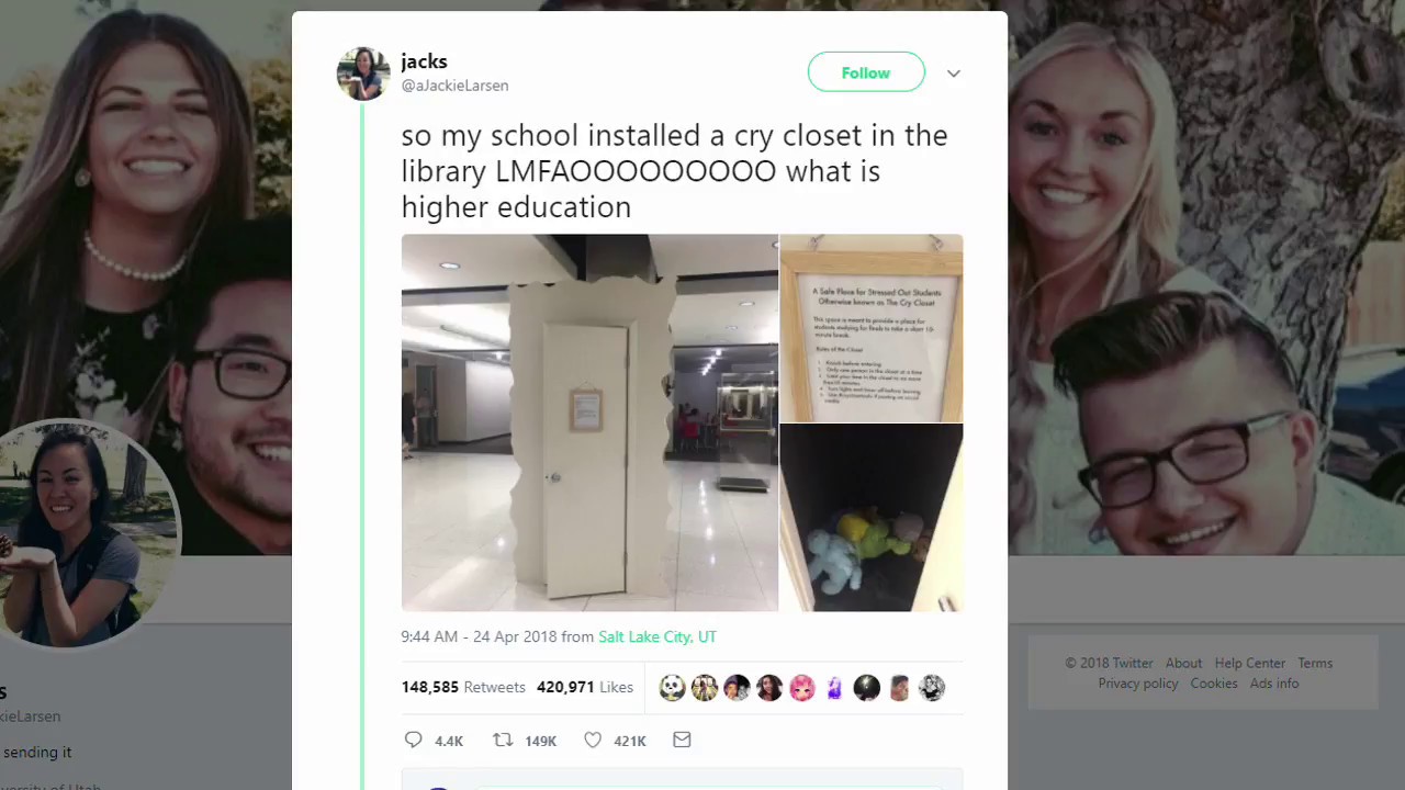 CRY CLOSET: College Installs Closet To Help Students Overcome Stress ...