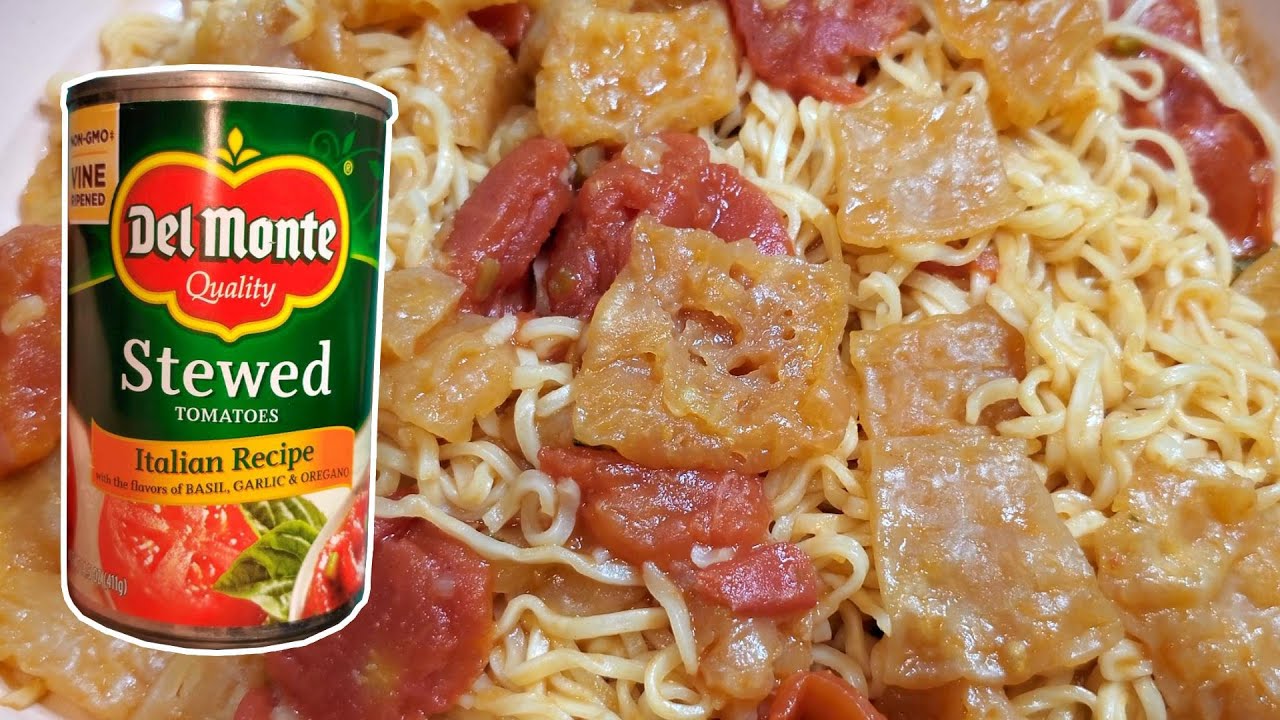Cook Ramen Noodles with Pork Rinds and Stewed Tomatoes - YouTube