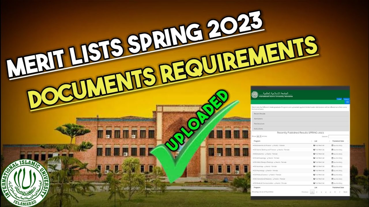 IIUI ADMISSIONS MERIT LISTS 2023 || IIUI FIRST MERIT LIST || DOCUMENT ...