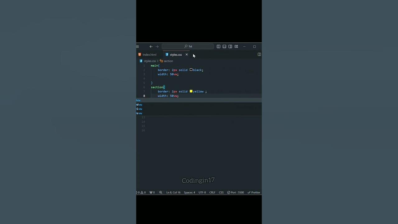 Vw And Wh In Css Css Series Prat 12 Codingin17 Shorts Css Youtube