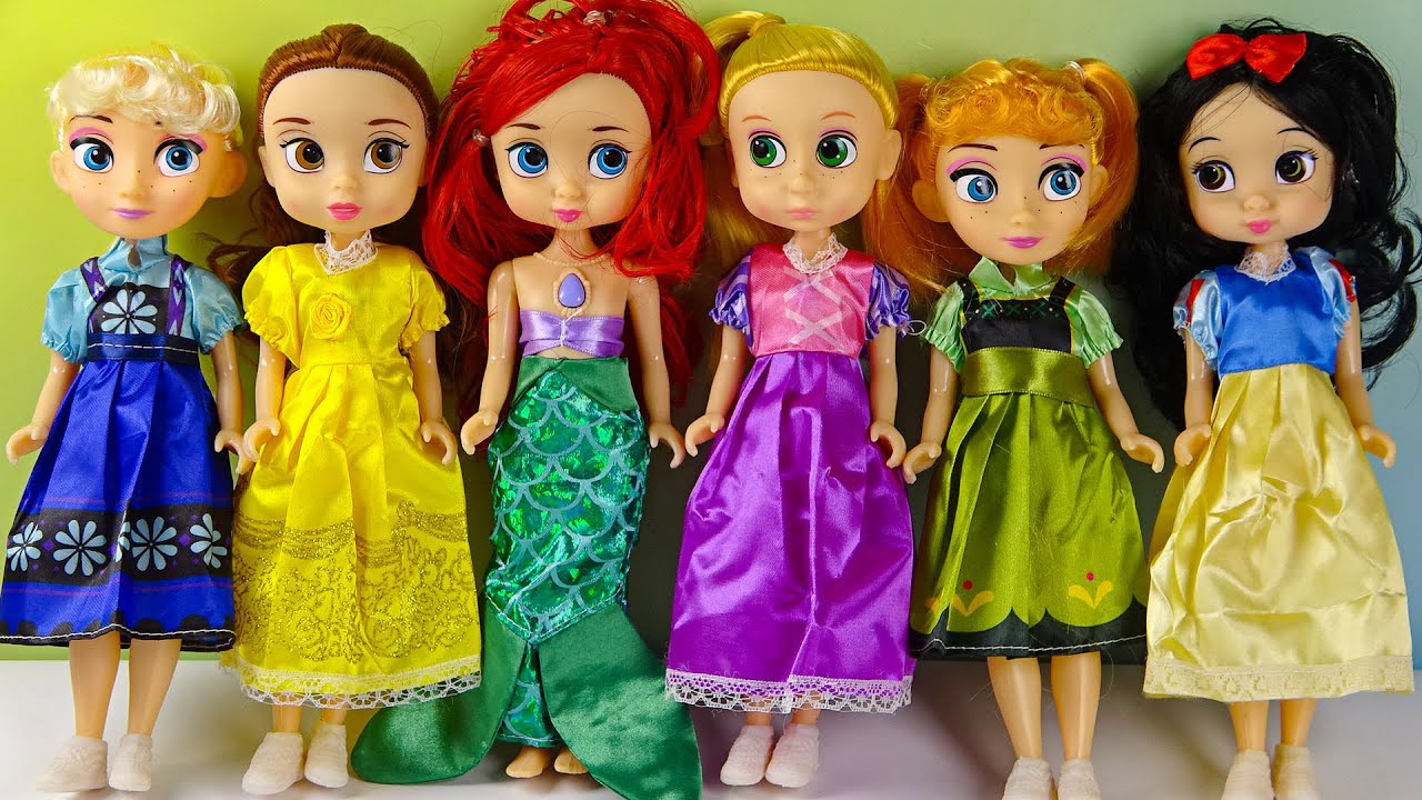 Satisfying with Unboxing 6 Disney Princess Dolls: Ariel,Rapunzel,Elsa ...
