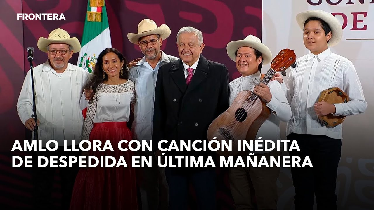 AMLO llora con canción inédita de despedida en su última mañanera - YouTube
