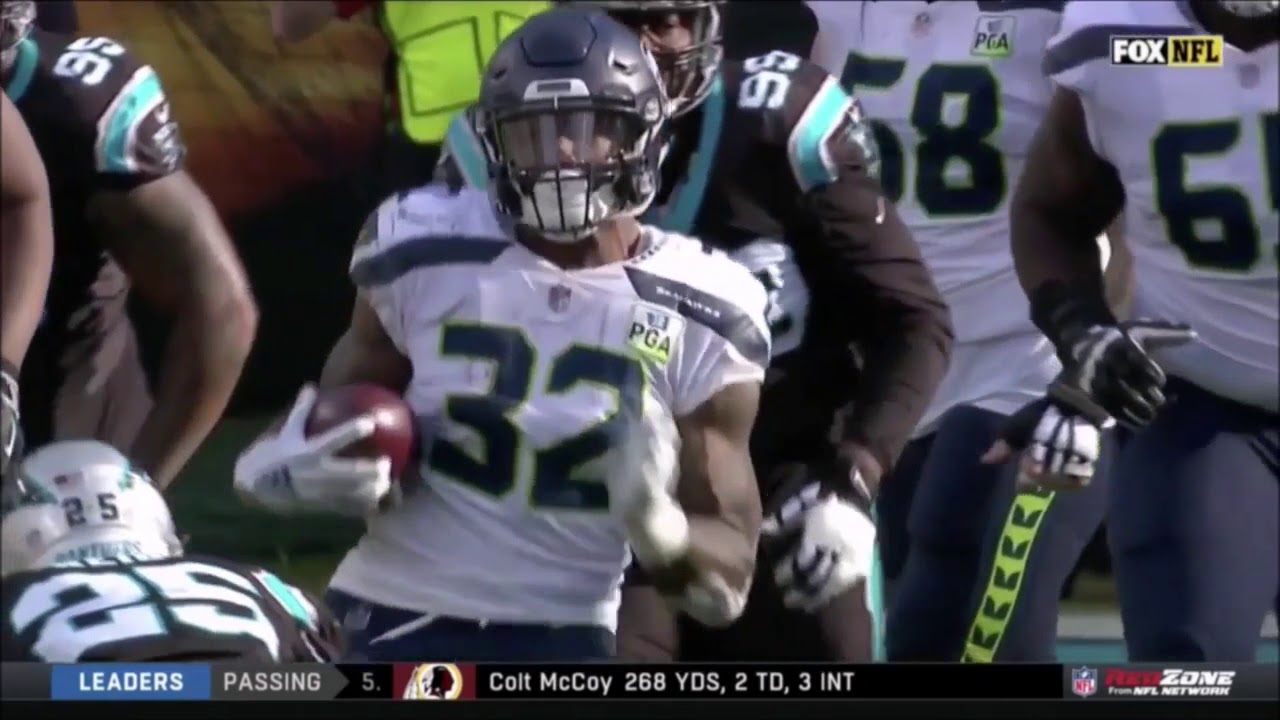 Chris Carson Ninja Flip Against Panthers - YouTube