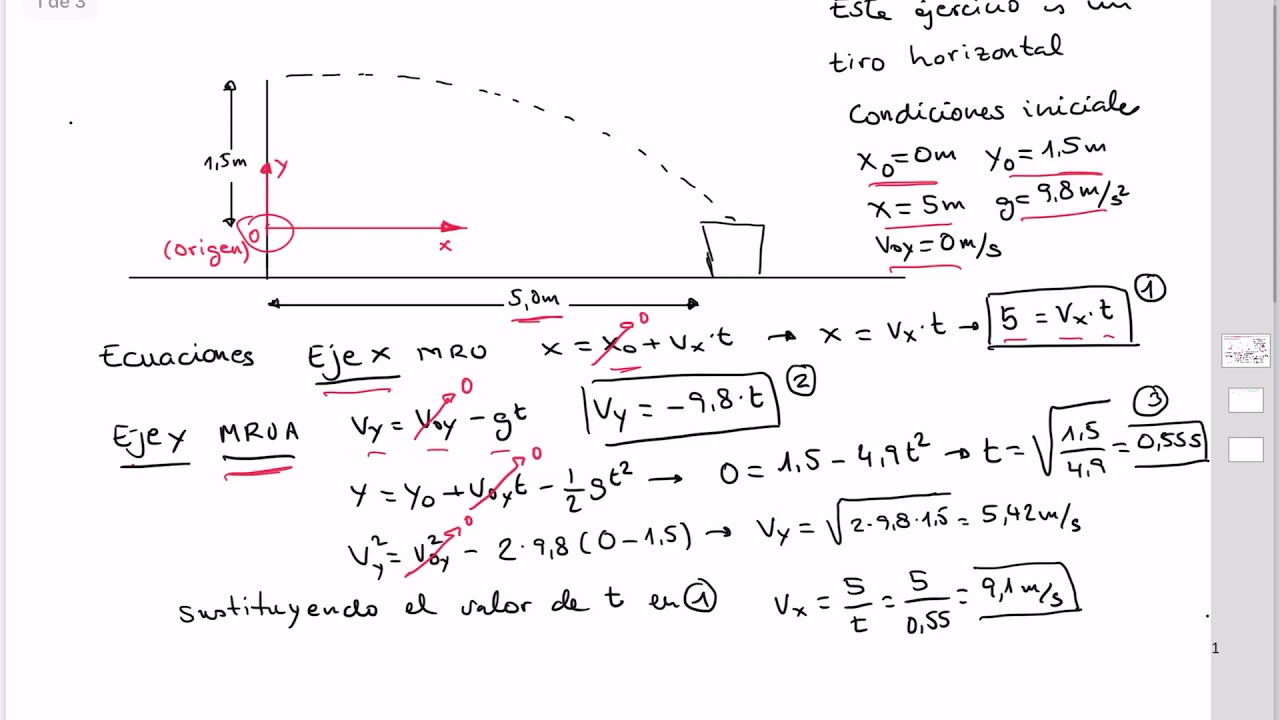 Explicación ejercicio 34 tiro horizontal - YouTube