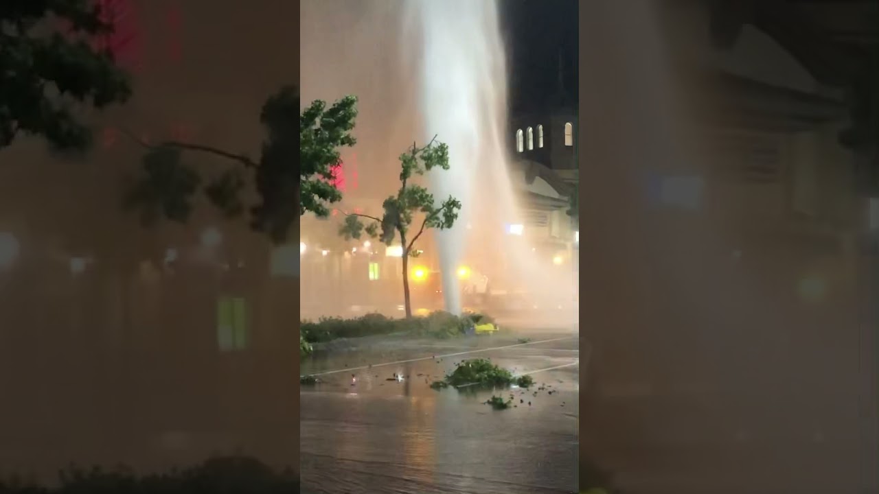100 foot geyser from busted fire hydrant - YouTube