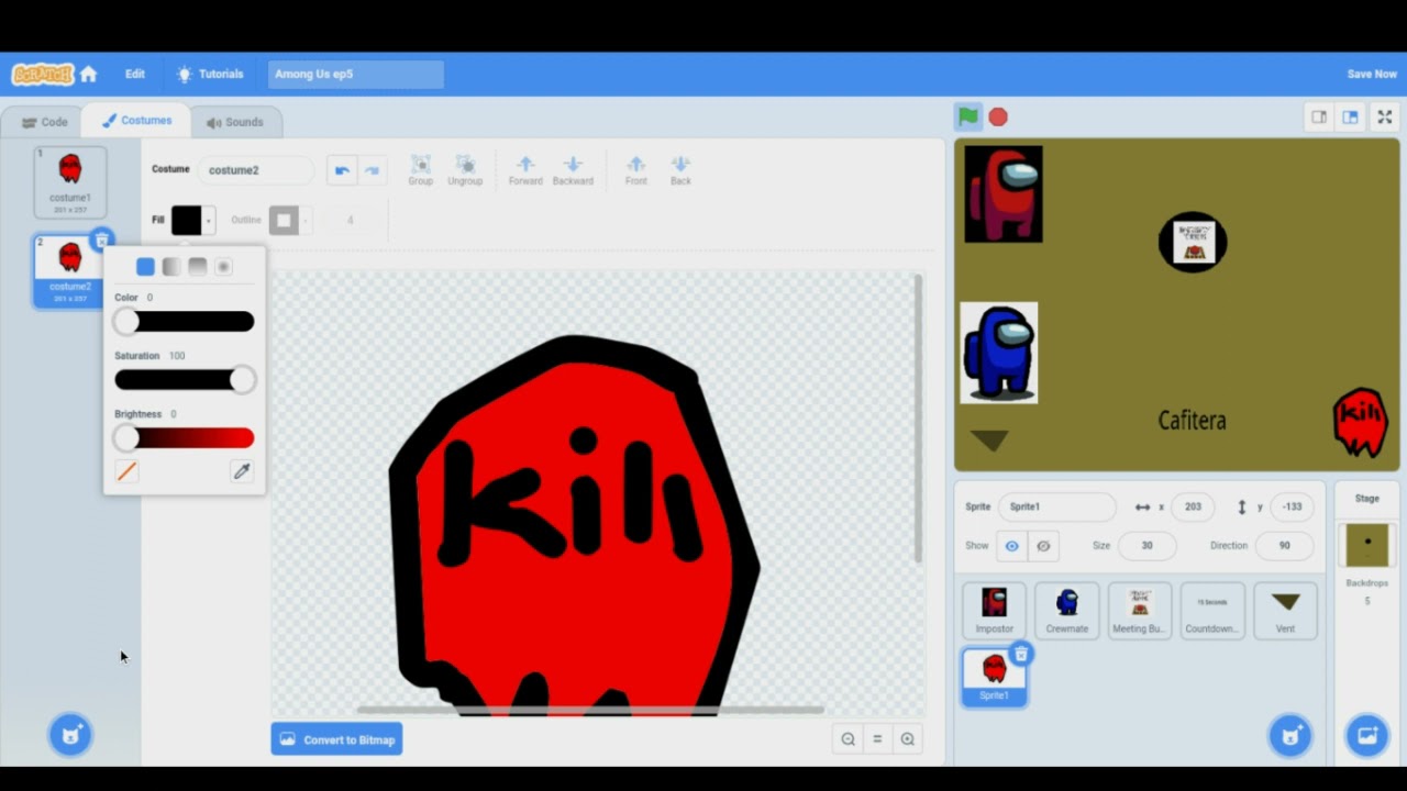 How To Make Among Us In Scratch 4.1 How To Make The Kill Button ...