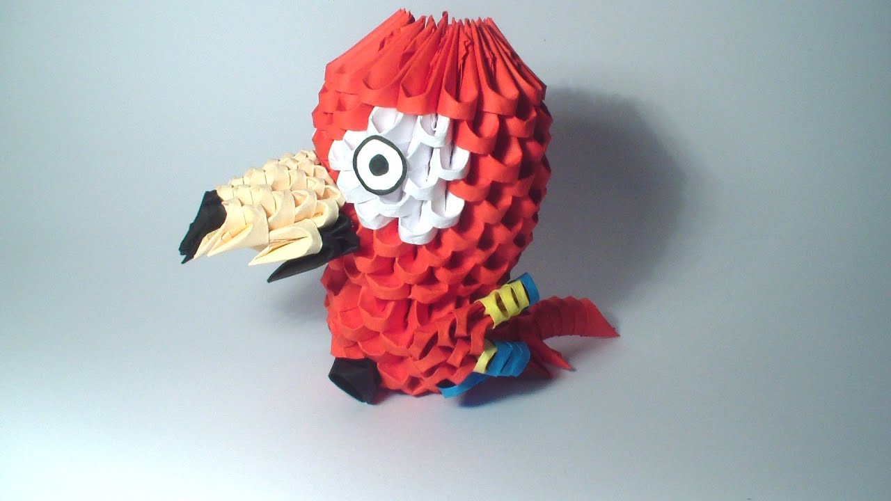 3D origami mini macaw parrot tutorial - YouTube