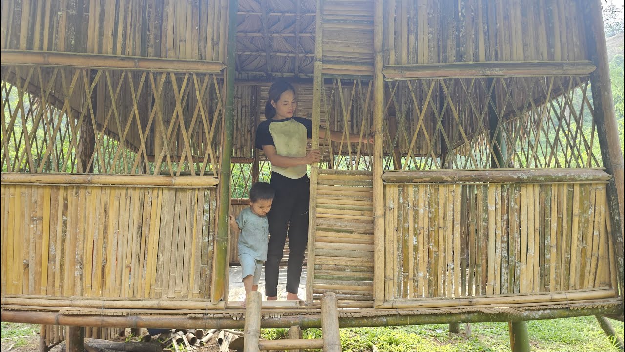 Single mother designs unique bamboo door. Complete the bamboo house ...