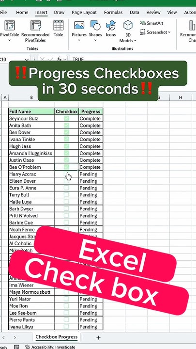 Excel check boxxxxxx! #education #exceltips #exceltutorial #Excel #exceltricks - YouTube