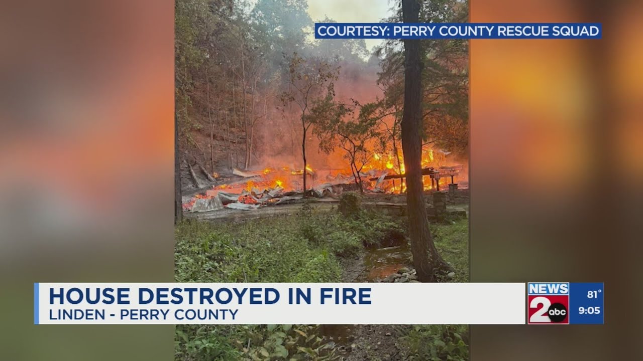 Fire destroys house in Perry County - YouTube