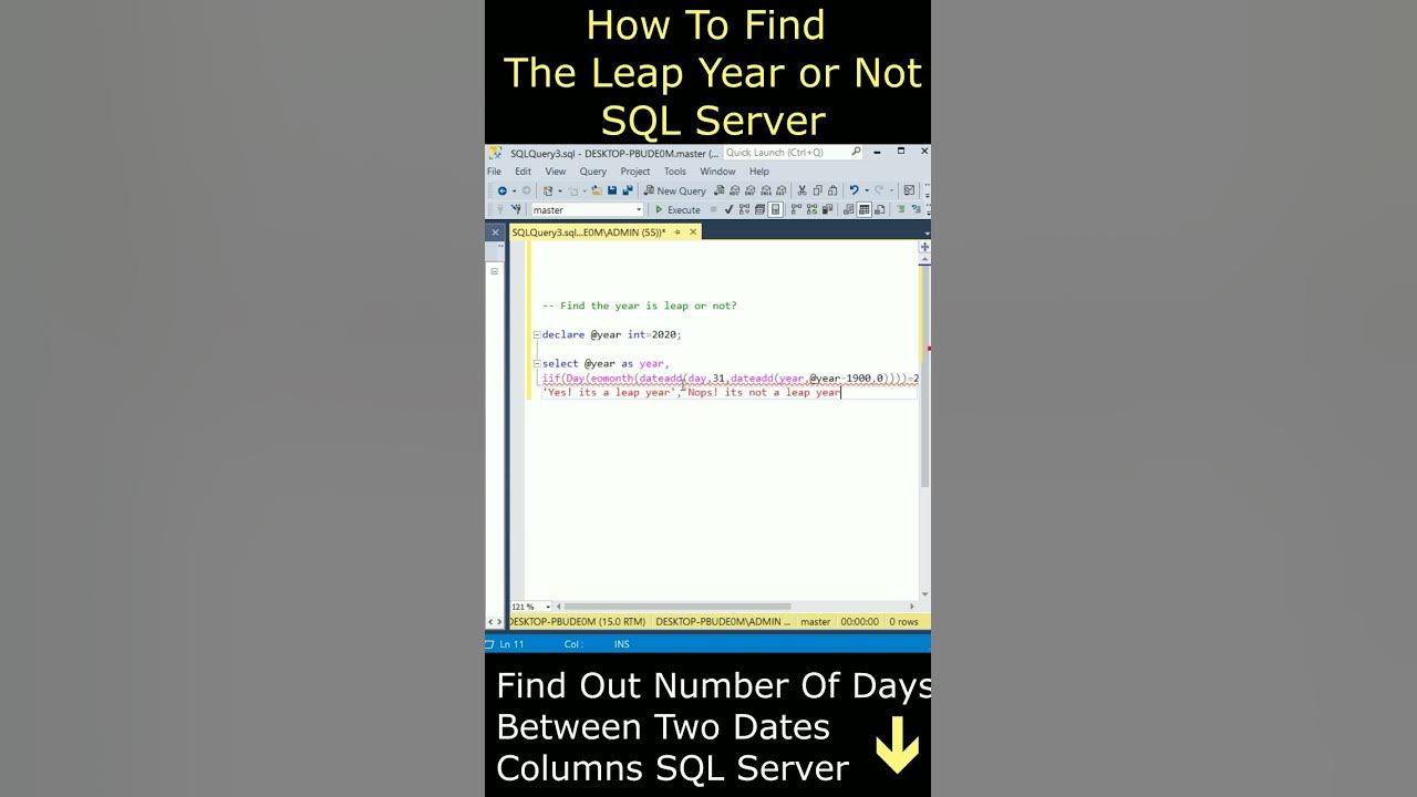 Find out the year is leap Year or not #sqlserver - YouTube