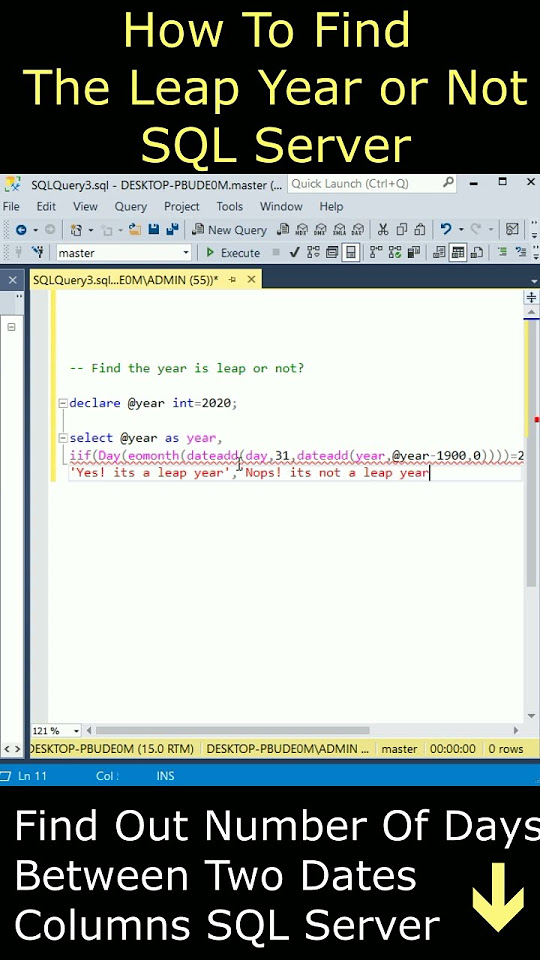 Find out the year is leap Year or not #sqlserver - YouTube