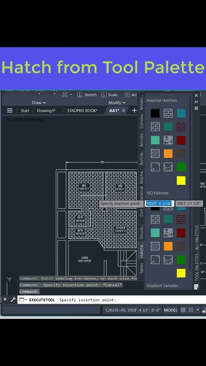 How to Create Room Color Fill Using Hatch Tool Palette in AutoCAD | Quick Room Hatch Tutorial ...