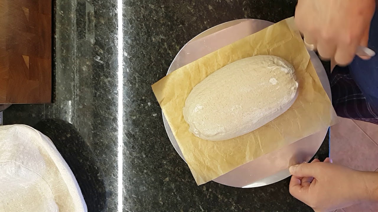 Sourdough bread. Step 7: slashing the top before baking - YouTube