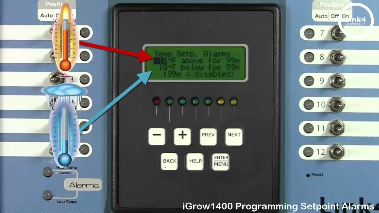 iGrow 1400 Programming Setpoint Alarms - YouTube