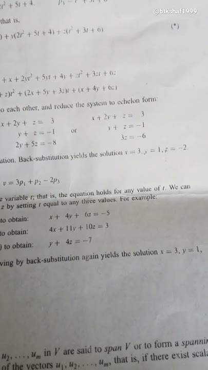 linear combinations in p(t) suppose we want to express the polynomial v=3t^2 +5t-5 as a linear ...