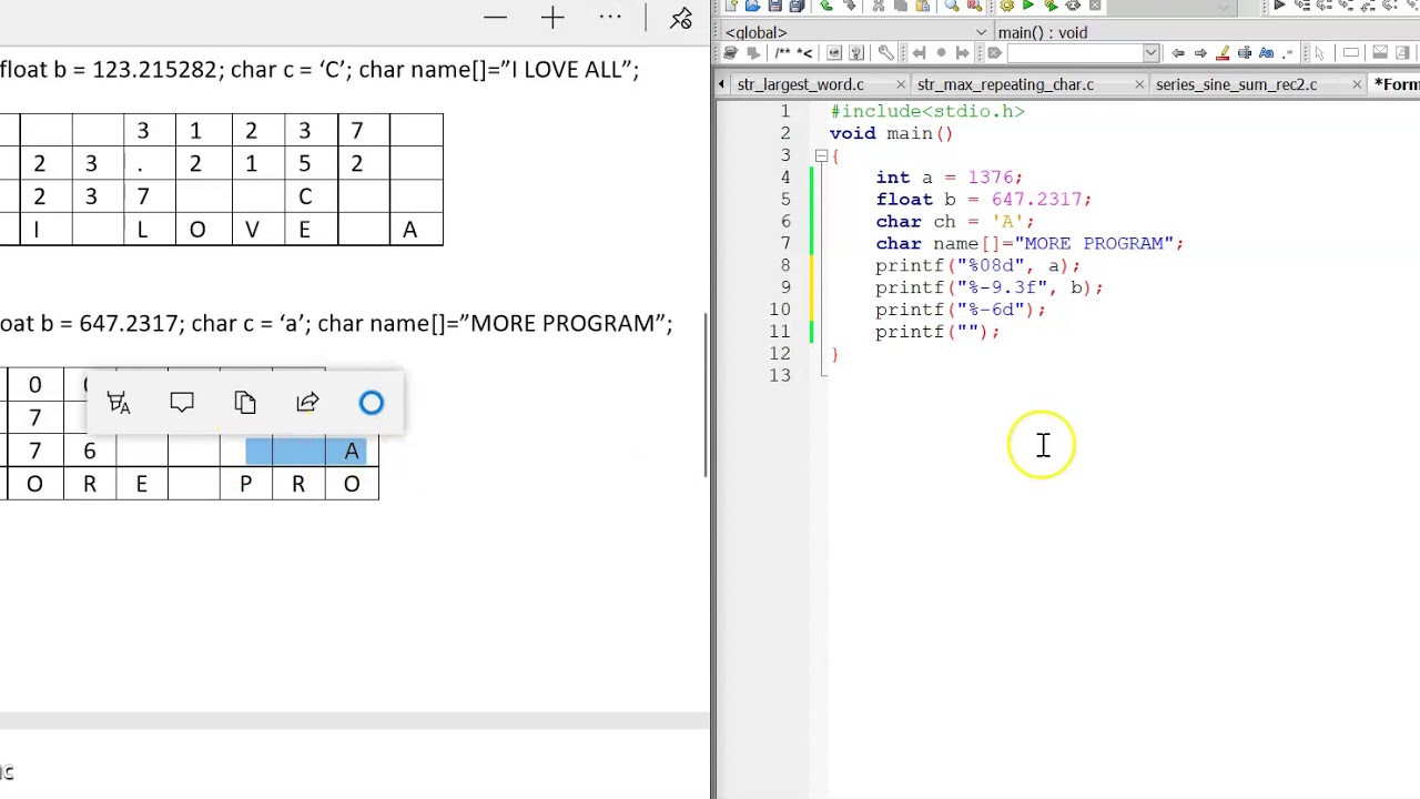C Programming - Formatted Output : Basics - YouTube